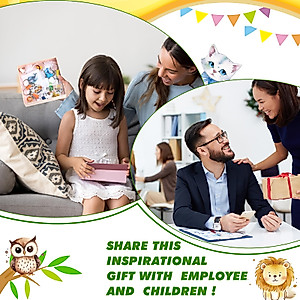 Geetery 120 Pcs Inspirational Gift Include Appreciation Animal Pun Thank You Note Cards Funny Resin Toys Motivational Keychain Organza Bags for Coworkers Family Nurse Friend Volunteer Pocket Favors