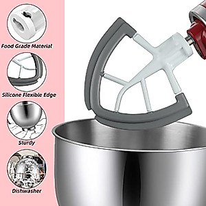 Stainless Steel Bowl for KitchenAid 4.5-5 Quart Tilt-Head Stand Mixers,Flex Edge Beater and Mixer Sliding Mat Compatible with KitchenAid 4.5-5 Quart Tilt-Head Stand Mixer