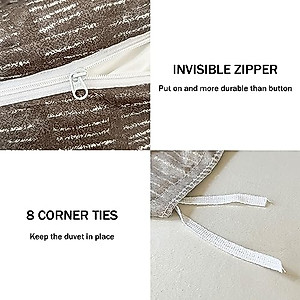 NSNLGSGC Mocha Brown Boho Duvet Cover King, Vintage Chocolate Striped Comforter Cover Set, Coffee Bohemian Bedding Cover Set(3 Pieces, King)