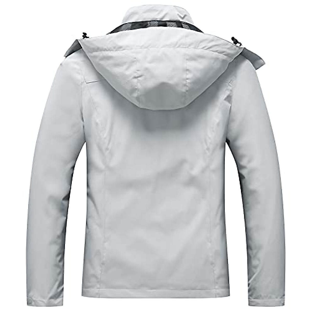 OTU Women's Waterproof Rain Jacket Lightweight Hooded Raincoat for Hiking Travel Outdoor Light Gray L