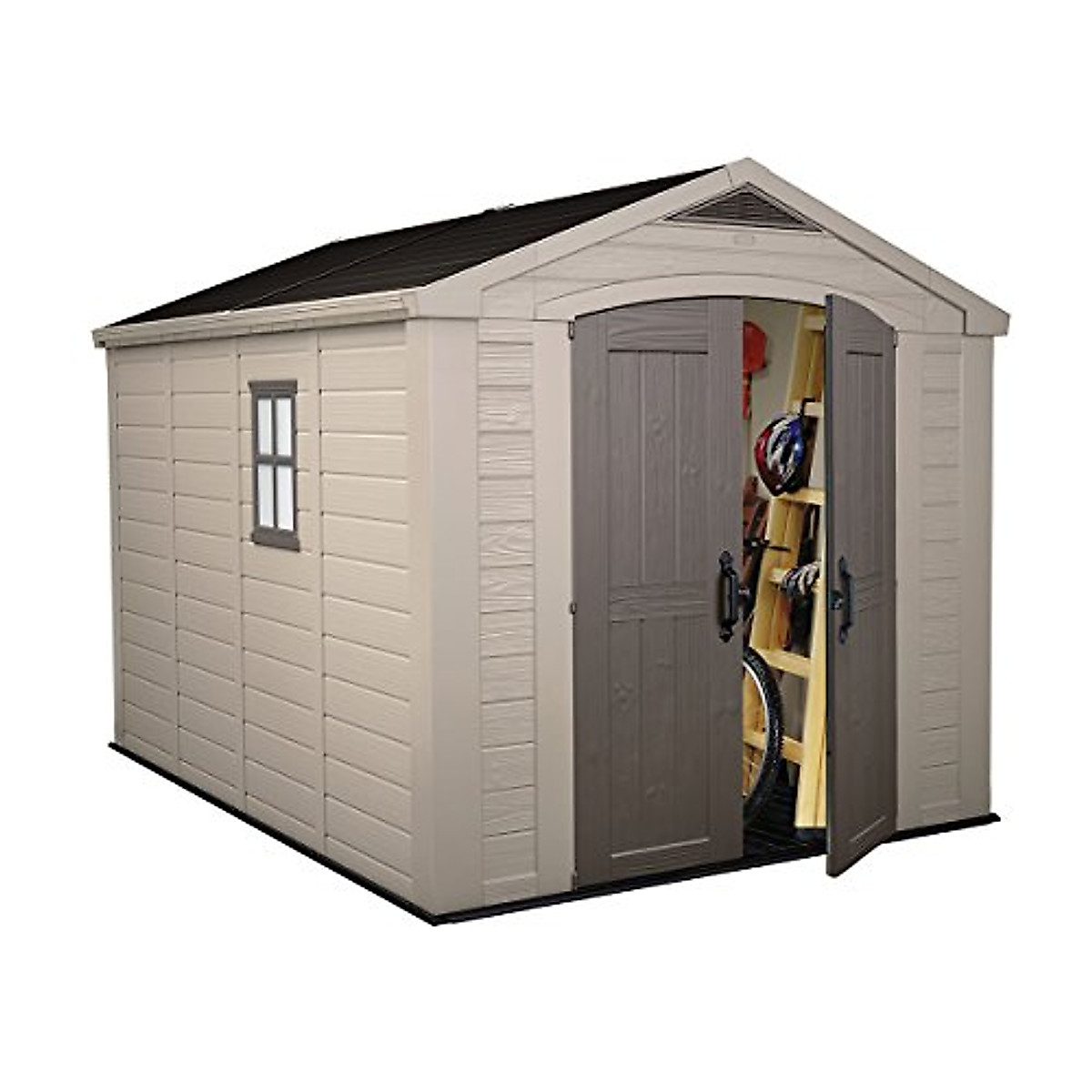 Keter Factor 8 x 11 Resin Large Outdoor Storage Shed, 8x11, Taupe
