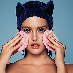 Hofar Cat Face Wash Headband Hairband with Cat Ears Coral Fleece Cartoon Cute Creative Hair Accessories