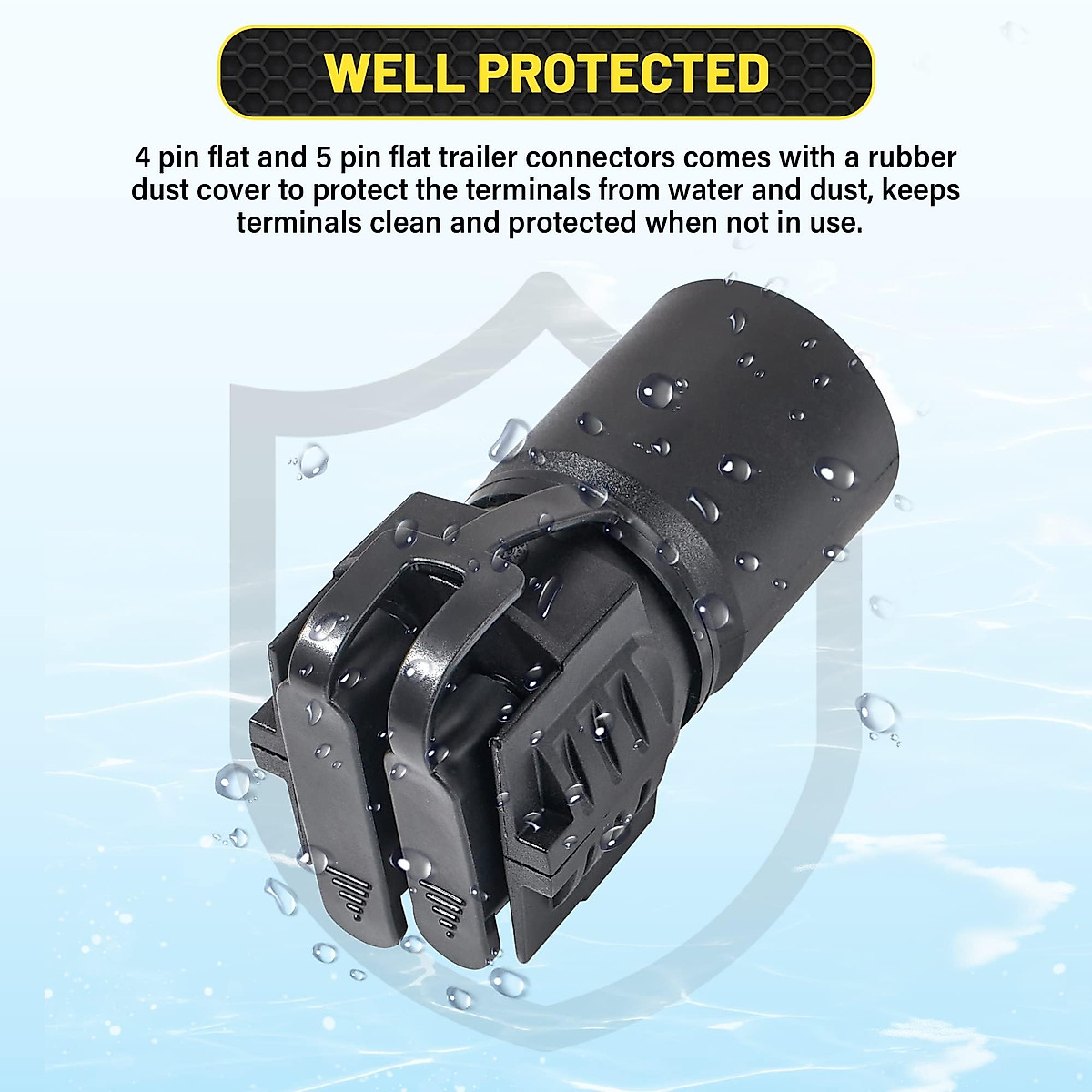 Oyviny 7 Pin Round to 4 Pin and 5 Pin Flat Blade Trailer Adapter, 7 to 5 Pin Trailer Plug Adapter 2-in-1 Design
