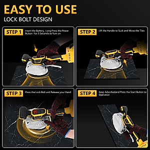 Cordless Tile Vibration Leveling Machine, for De-walt 20V Max Battery, Labfintom Tiler Vibrator Tool with 8 Adjustable Speed, Suction Cup, Package Bag Include for Floor, Tile, Wall (Tools Only)