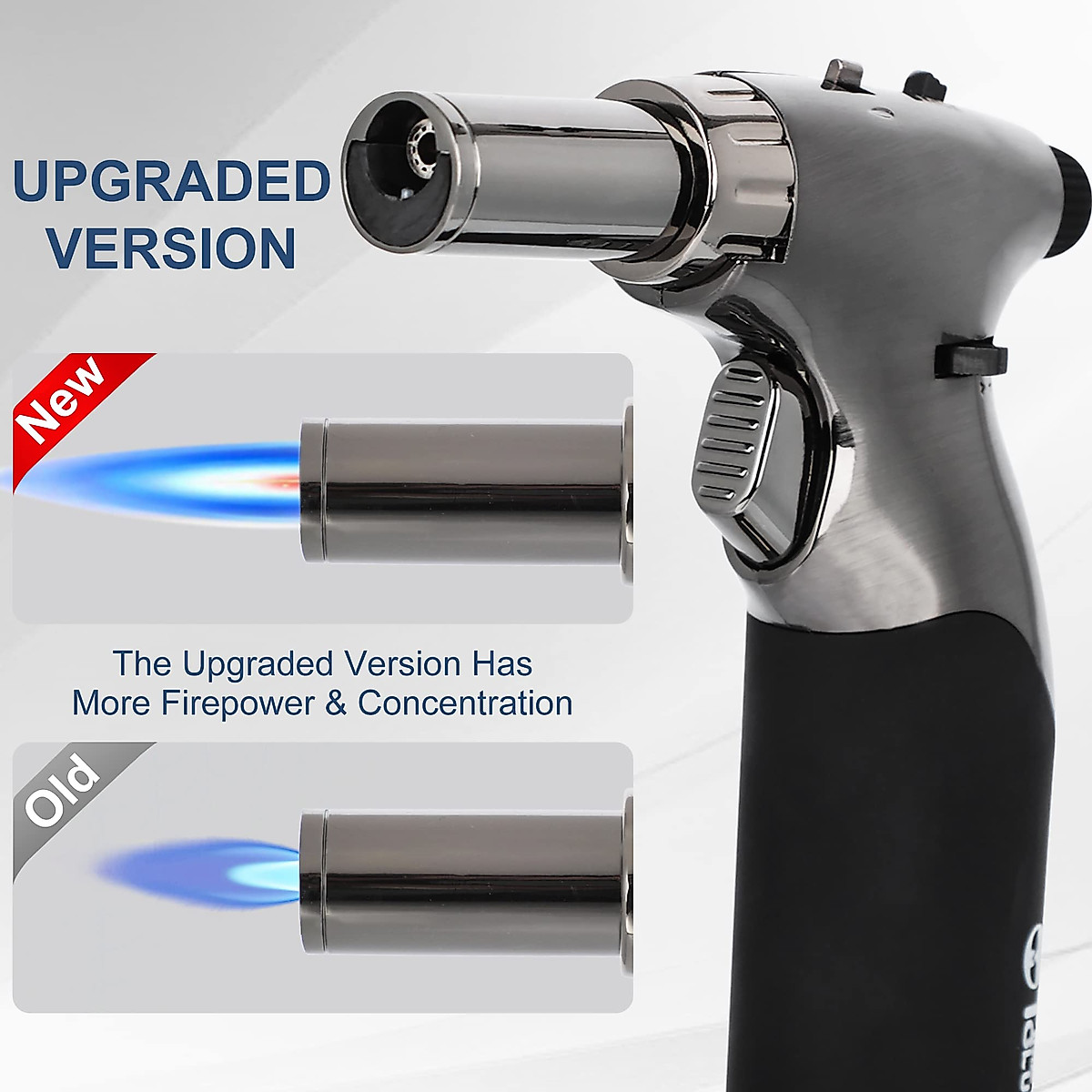 Butane Torch, Premium Double Flame Big Kitchen Torch Lighters with Safety Lock Adjustable Refillable Multipurpose Culinary Blow Torch for Creme Brulee, Baking, BBQ (Butane Gas Not Included) (black)