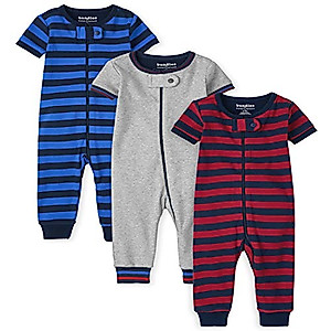 The Children's Place,Baby and Toddler Boys Striped Snug Fit Cotton One Piece Pajamas 3-Pack,Pure RED,3-6MONTHS
