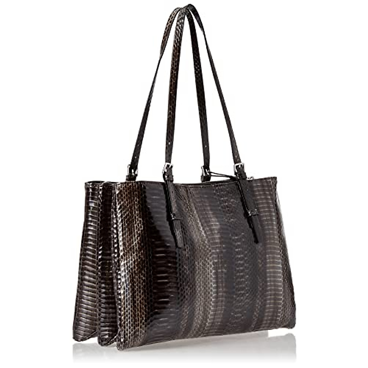 Calvin Klein Penny Triple Compartment Tote, Black Python,One Size