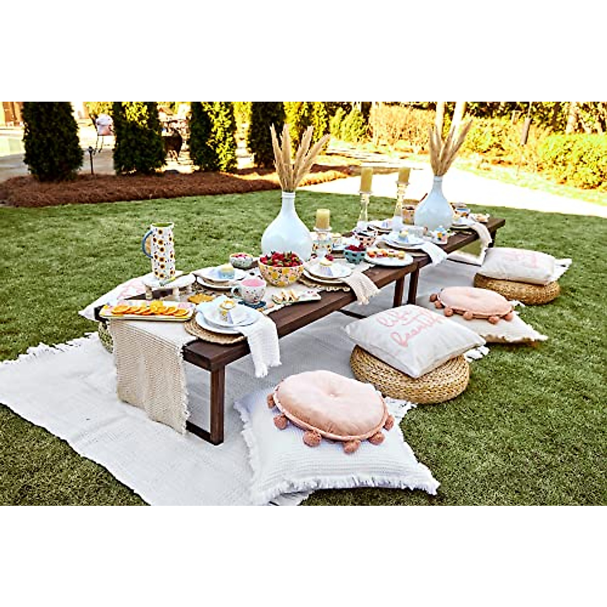 Mud Pie Round Velvet Pillow, 1 Count (Pack of 1), Pink