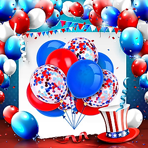 80 Piece 12 Inch Confetti Latex Balloons Event Party Supplies St Patrick's Day 4th July Labor Day Mardi Gras Wedding Birthday Baby Shower Balloons(Red, Blue)