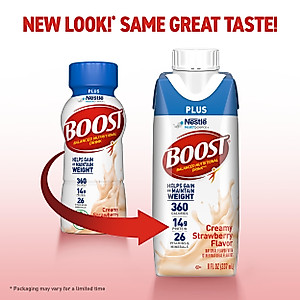 BOOST Plus Nutritional Drink, Creamy Strawberry, 8 Fl Oz (Pack of 24)