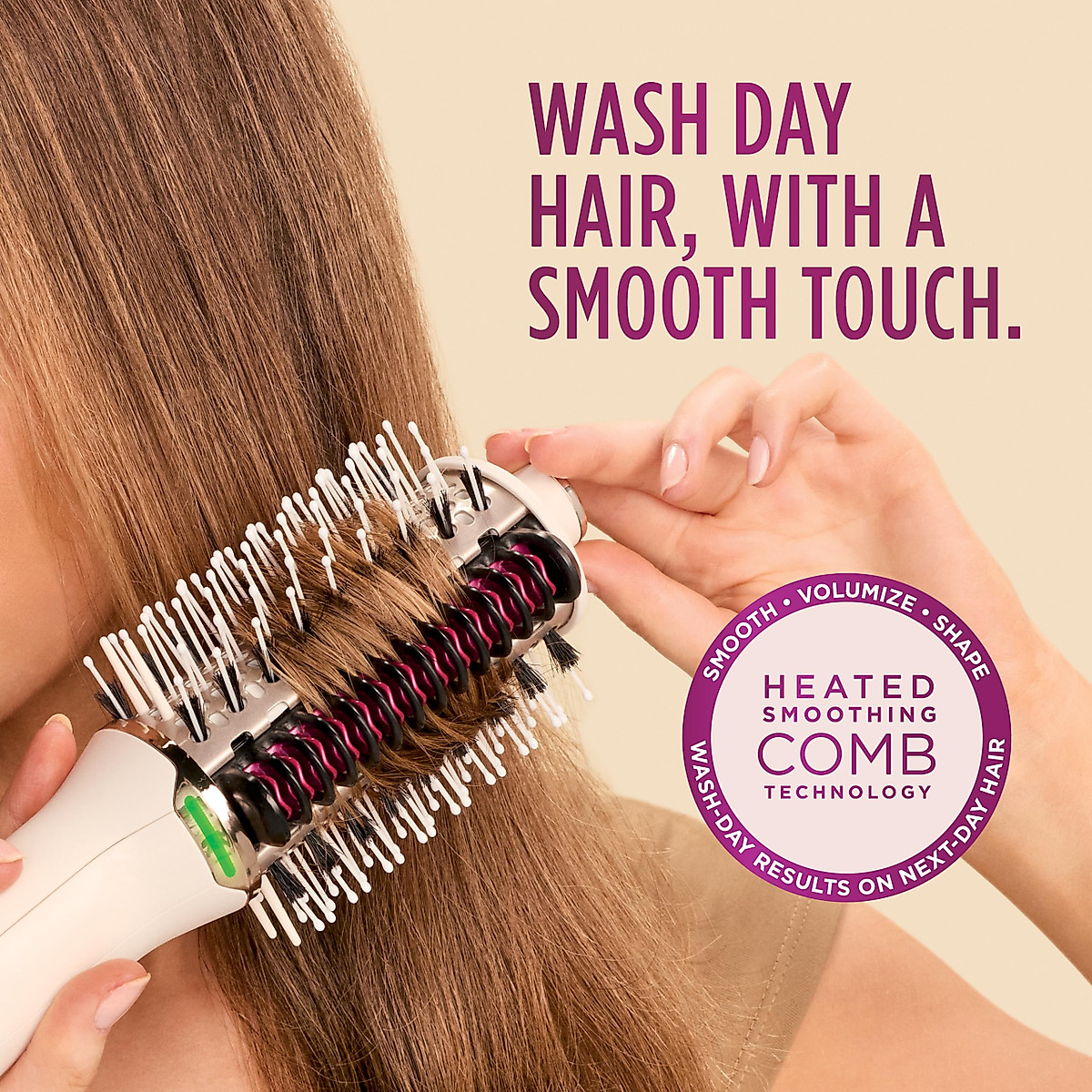 Shark HT202 SmoothStyle Heated Comb + Blow Dryer Brush, Dual Mode, for All Hair Types, Silk