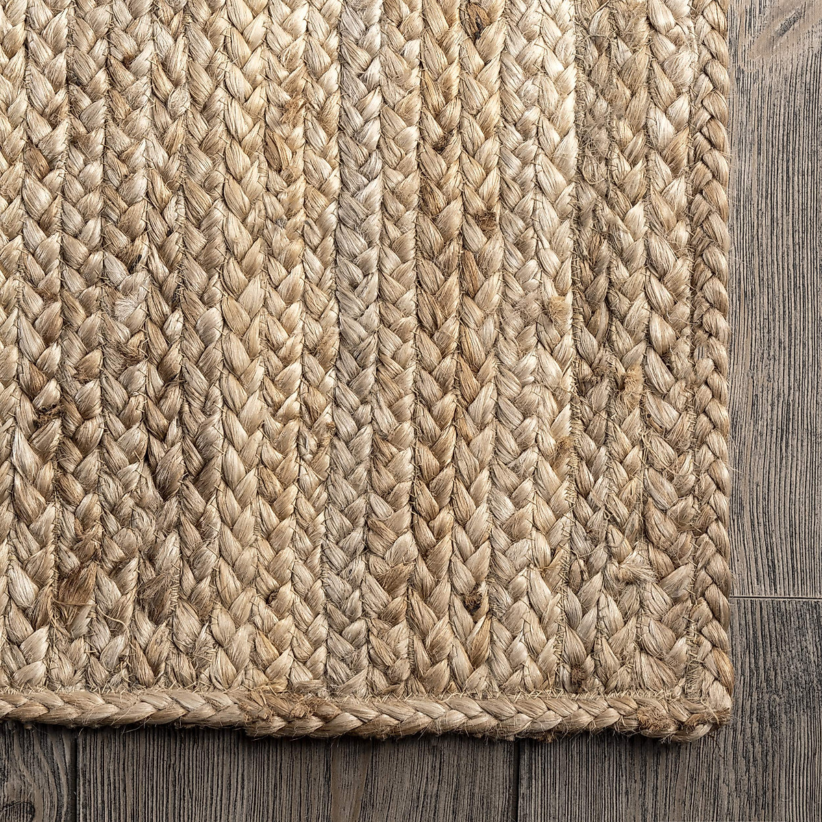nuLOOM Rigo Hand Woven Farmhouse Jute Area Rug, 4' x 6', Natural