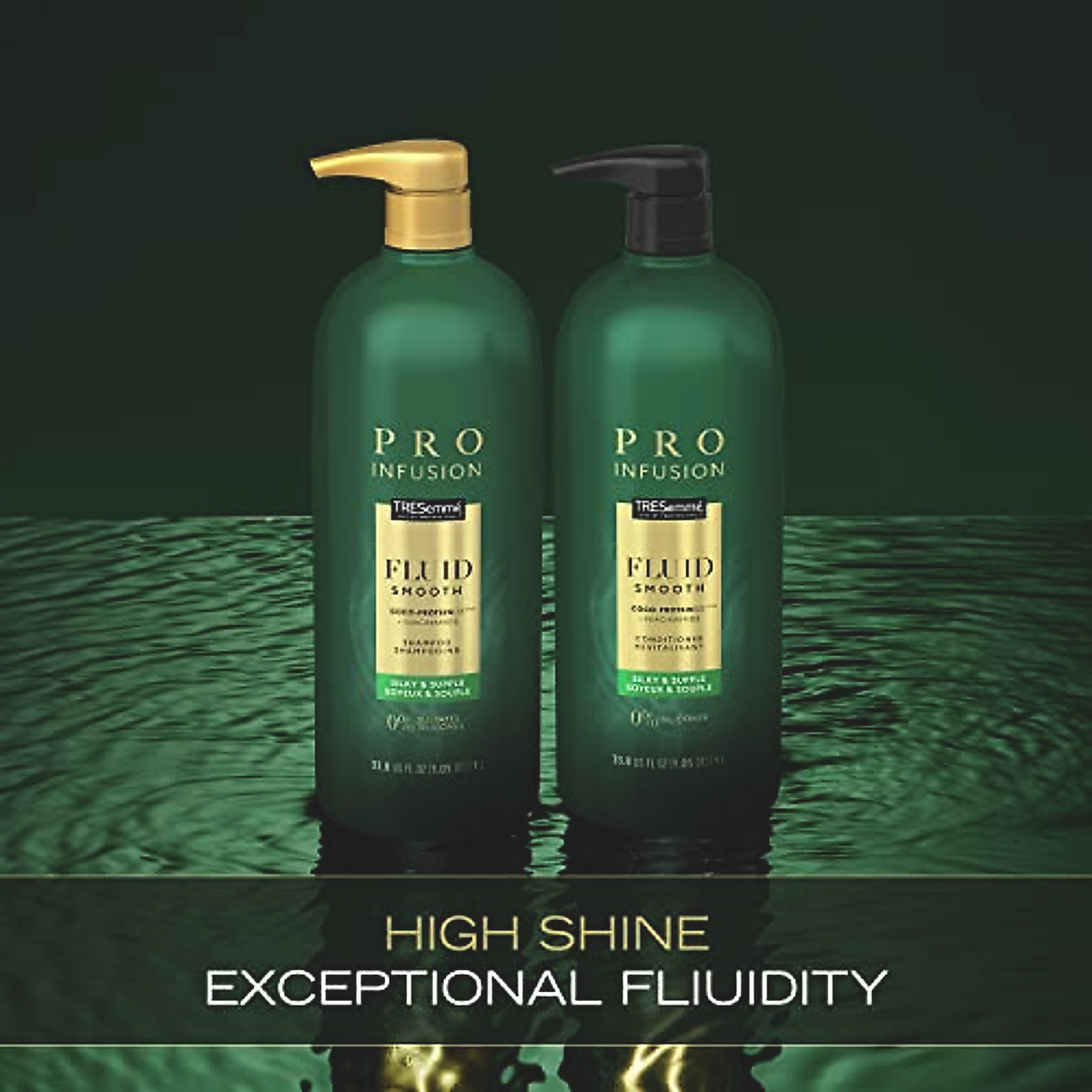 TRESemmé Cruelty-Free Pro Infusion Fluid Smooth Shampoo For Silky & Supple Hair Sulfate Free, Infused With Natural Coconut Droplets + Plant-Based Salon Protein + Niacinimide 33.8oz