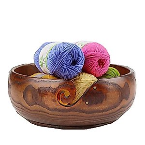 Natural Wood Yarn Bowls for Knitting, Indian Rosewood Yarn Holder Yarn Bowls for Knitting, Home Decoration, for Yarn Storage, 14-16CM/18-20CM(18-20CM)