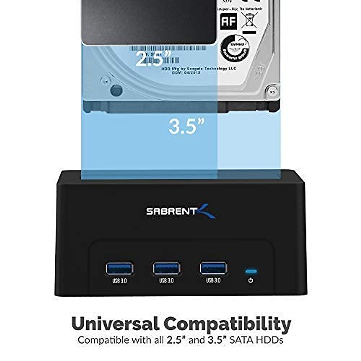 Sabrent USB 3.0 SATA/SSD 2.5" HDD Docking Station with 3 USB Ports + 4-Port USB 3.0 Hub with Individual LED Power Switches