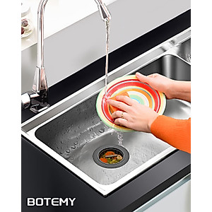 BOTEMY B9171 Black Kitchen Sink Drain Kit 3 1/2 Sink Strainer for Kitchen Sink with Stainless Steel Strainer Stopper Drain Assembly Basket Strainer Fit Standard Sink Drain Hole