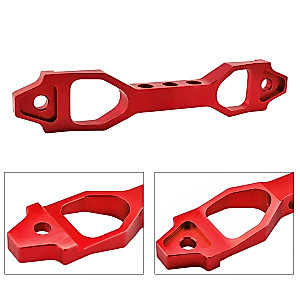 AICEL Battery Hold Down Sets, Billet Aluminum Alloy Car Battery Tie Down Bracket, Automotive Crossbar Holder Lock Mount with Galvanized Iron J Bolts, Car Accessories for Most Vehicles (Red)