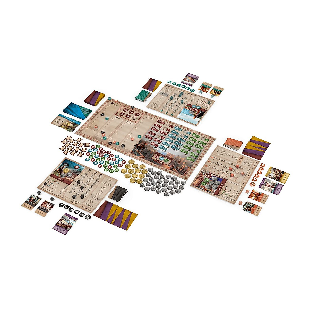 Iello: Khora, Rise of an Empire, Race to Development Game, Develop your City Faster and Better than Your Opponents, 2 to 4 Players, 75 Minute Play Time, For Ages 14 and up