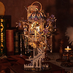 MU 3D Metal Puzzle for Adult Romeo and Juliet with Lighting Musix Box Set, Elf Palace Model Kits Miniature Building, Role-Playing Brain Teaser Love Gift Home Decor, 331pcs