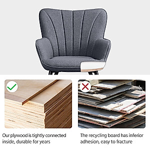 Yaheetech Accent Chair, Modern and Elegant Armchair, Linen Fabric Living Room Chair Vanity Chair with Metal Legs and High Back for Living Room Bedroom Office Waiting Room, Set of 2, Grey