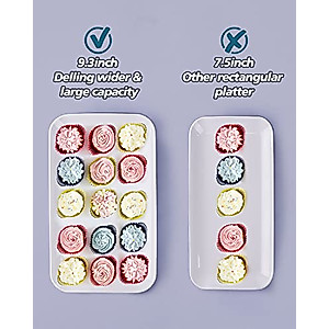 DELLING Large Serving Platter Set, 16 inch Large Serving Tray, White Porcelain Platters for Serving Food, Large Serving Trays for Party, Entertaining, Fruit, Appetizer, Oven Safe Dinnerware Set of 3