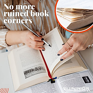 Superior Essentials Genuine Leather Multi Page Magnetic Attachable Bookmark with 5 Multi-Colored Bookmarks-Great for Bibles-Magnetic Hold Makes This The only Bookmark That Will Never Fall Out