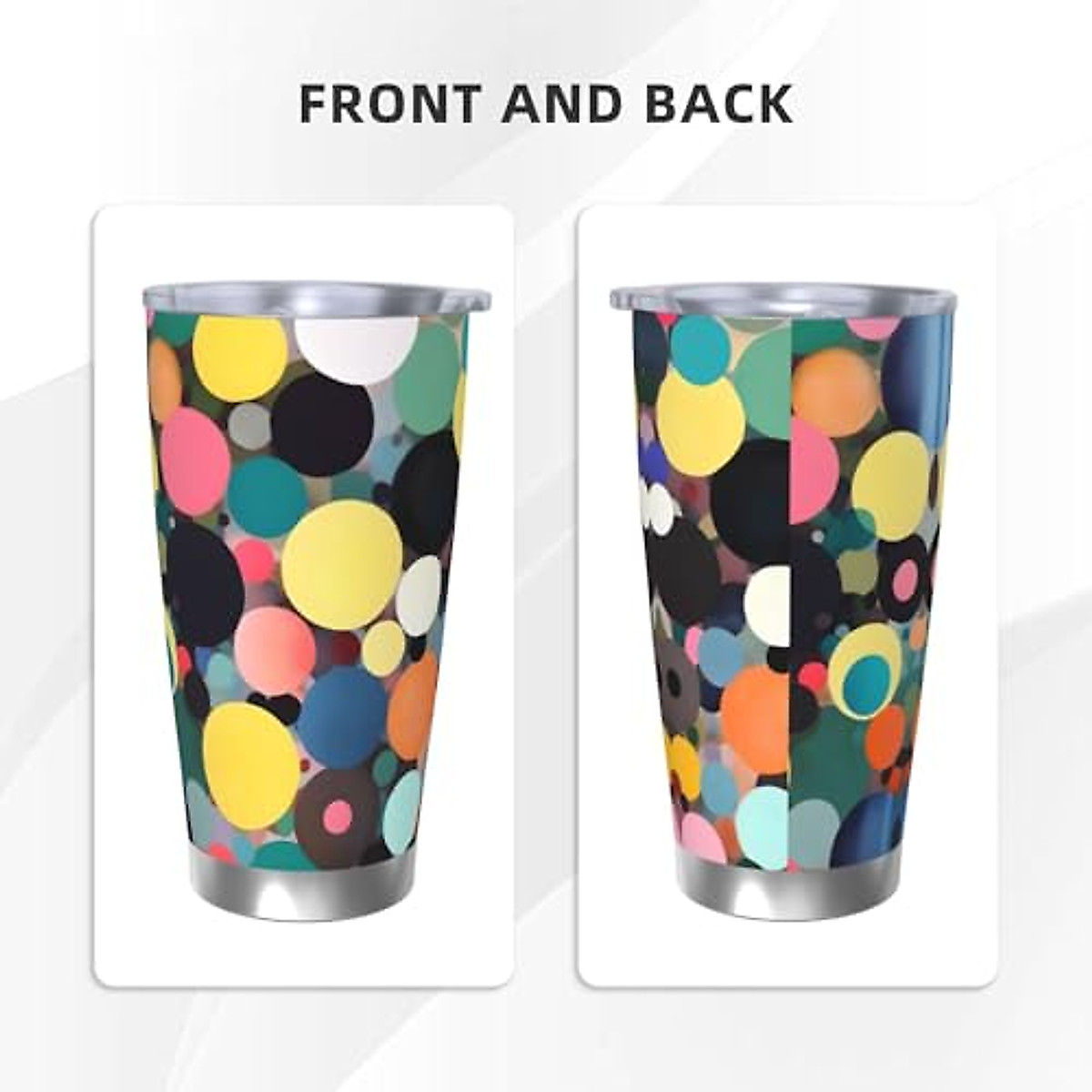 WXZYFP Car cup (single silver rim), can use a straw or drink directly, easy to use.Abstract painting of circles