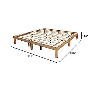 HomSof King Size Solid Wood Platform Bed, No Box Spring Needed, Strong Wood Slat Support, Easy Assembly