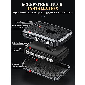 SANRILY Full Protection Key Fob Cover for Volvo XC90 XC60 S90 V90 2017 2018 Keyless Premium Metal and Leather Car Key Fob Shell Case with Keychain White