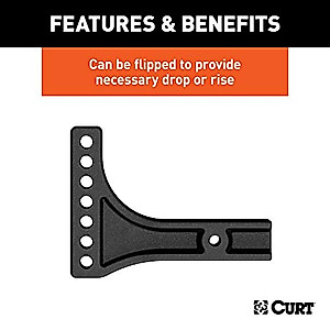 CURT 17131 Replacement Weight Distribution Hitch Shank, 2-1/2-Inch Receiver, 2-Inch Drop, 6-Inch Rise , Black