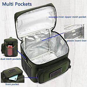 FlowFly Tactical Lunch Bag Large Insulated Lunch Box Cooler Tote for Men, Women with MOLLE/PALS Webbing (Army#Green, Medium)