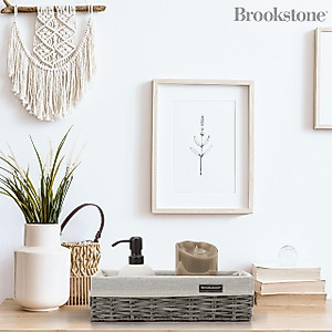 BROOKSTONE [2 PIECE SET] Wicker Storage Basket with Crafted Side Handles, Boho Organization and Storage, Woven Decorative Shelf Bin, Over the Toilet Paper Reserve, Suitable for Any Home Décor Style