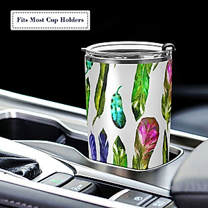 Yasala Tumbler Vibrant Feather Insulated Coffee Cup Back to School Beverage Container Office Travel Mug with Straw and Lid 20oz