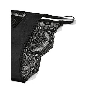 Victoria's Secret Very Sexy Lace String Cheekini Panty, Black Lace String, Large