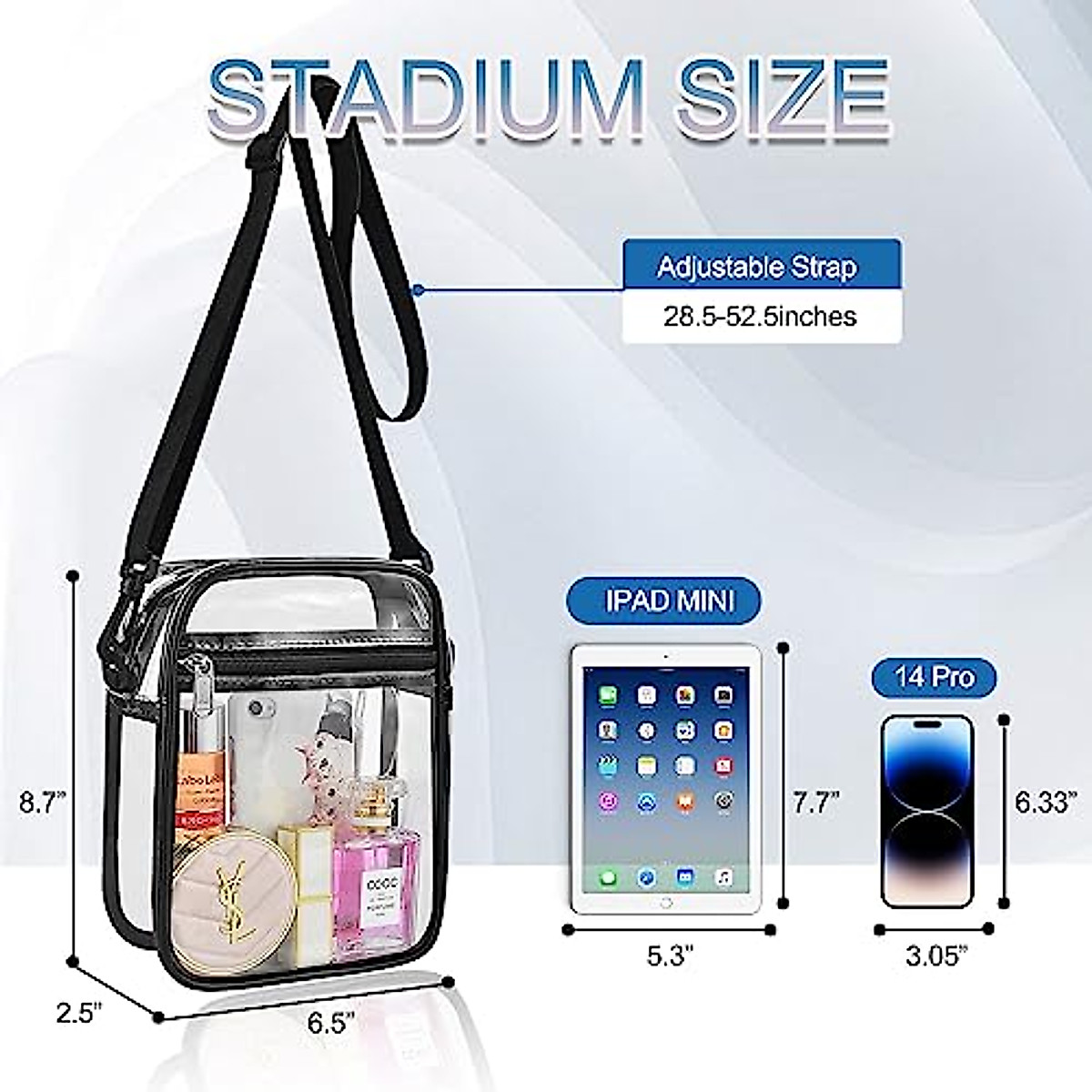 Clear Bag Stadium Approved 12x6x12 Clear Purse for Women Stadium Clear Crossbody Bag for Concert Festival Sport Beach