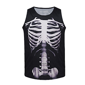GRAJTCIN Mens Workout Muscle Tank Tops Sports Outfit Fitness Running Tank Top Undershirts for Men Skeleton Shirts Summer Sleeveless Tee Black M
