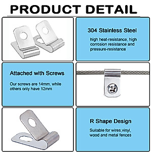 200Pcs Fence Wire Clamps with 200Pcs Screws, Livestock Fencing clips Agricualtural Fencing Stainless Steel Wire Clips for Mounting 12-16 Gauge Welded Wire to Wood, Metal or Vinyl