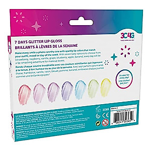 3C4G Three Cheers for Girls by Make It Real - 7 Days Glitter Lip Gloss - Flavored Lip Gloss Set for Girls - Strawberry, Raspberry, Vanilla and More! - 7 Piece Lip Gloss Kit