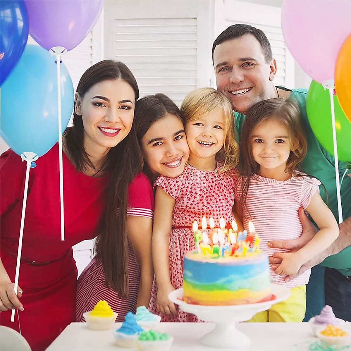 Horolas 100 Pieces Balloon Sticks Holders with Cups 16 Inch for Party, Birthday, Wedding, Anniversary Decoration, White