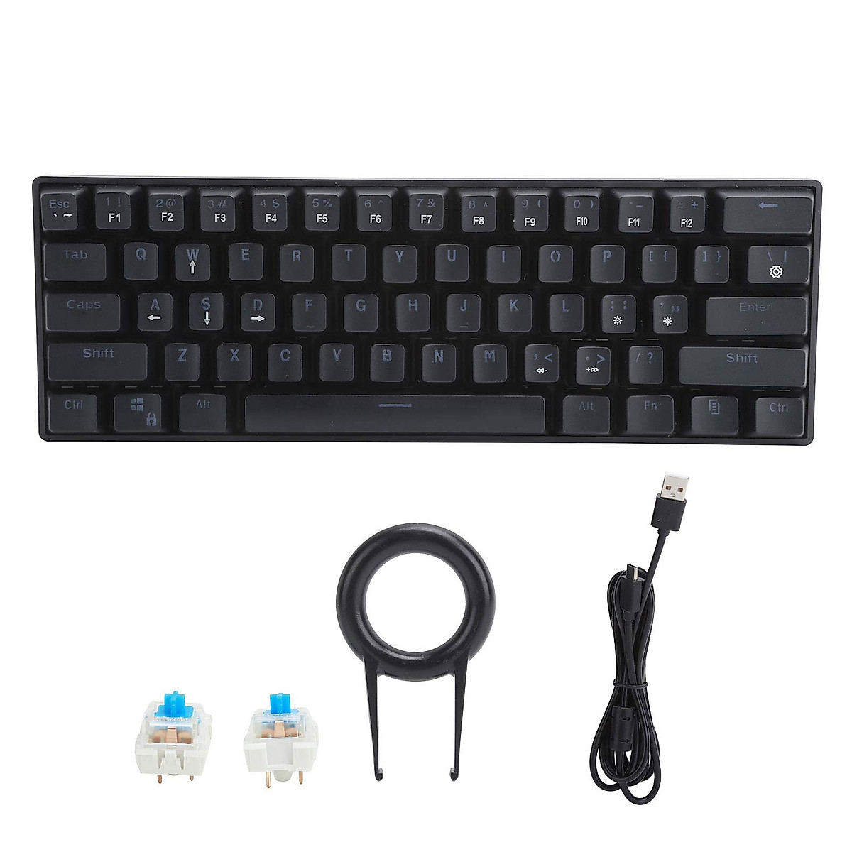 Estink Gaming Keyboard,61 Key Wired Mechanical Keyboard,LED Backlit Gaming Keyboard,Gaming Keyboard with Blue Switch,Suitable for Home and Office