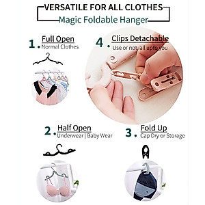 Pansyling 12 Piece Foldable Travel Hangers with Clips Folding Travel Hangers for Cruise Portable Folding Clothes Hangers Collapsible Coat Hanger for Pants Socks Underwear Drying Rack