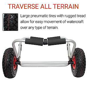 BKC UH-KC271 Two-Wheeled Cart for Kayaks, Stand Up Paddle Boards, Canoes - Easy Overland Transport at the Lake, Beach, or Reservoir