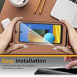 UniqueMe [3 Pack] Screen Protector compatible for LG Stylo 6 Tempered Glass [Full Coverage] Edge to Edge Protection [Case Friendly] - Black