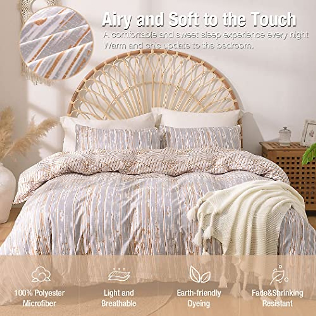 Lekesky Grey Duvet Cover Queen Size, Comforter Covers Queen 3pc Ultra Soft 100% Washed Microfiber Breathable Bedding Duvet Cover Set with Zipper Ties (1 Comforter Cover 90x90 +2 Pillow Cases)