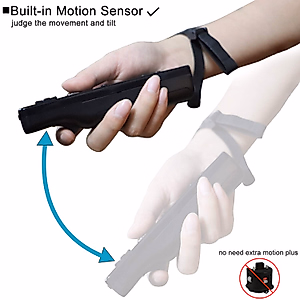 Wii Remote Controller (2 Pack) with Motion Plus Compatible with Wii and Wii U Console Wii Remote Controller with Shock Function (Black+Dark Blue)