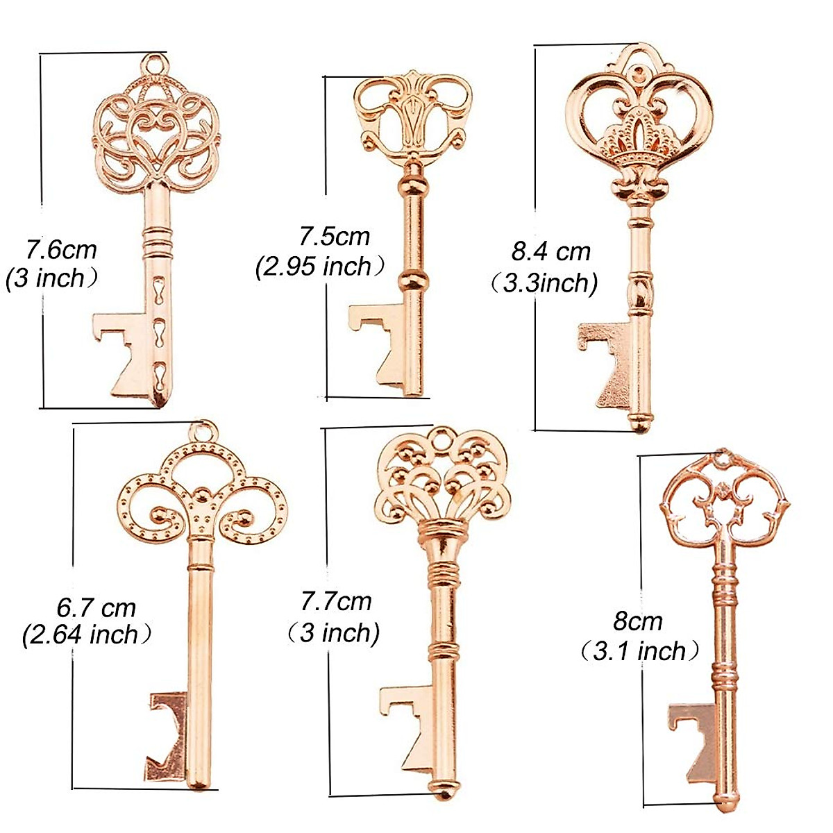 Amajoy 30PCS Skeleton Key Bottle Opener with Escort Tag Card and Twine Favor Bag for Wedding Favors Baby Shower Return Gifts for Guests Party Favors (Rose Glod)