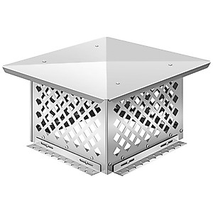 VIVOHOME Chimney Cap, 13" x 13" Square Chimney Cover, Stainless Steel Fireplace Flue Lid with Adjustable Bottom, Mesh Chimney Cover for Outside Existing Clay Flue