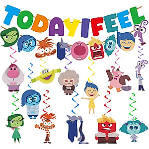 43PCS Inside Banner and Hanging Swirls, Ceiling Streamers for Today I Feel Party Decorations, Baby Shower Supplies Classroom Decor.