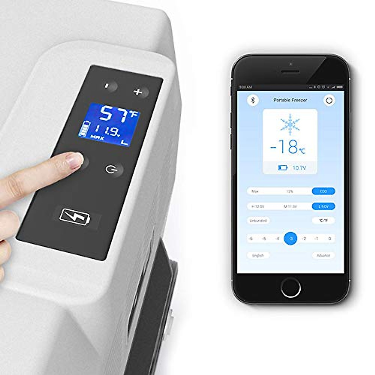 ACOPOWER HY-X30A 32 Quarts Battery Power Refrigerator Portable 12V Freezer with App Control and 3 X 30 Watt Solar Panel Combination Kit for Truck RV Boat Outdoor Camping, X-32Qt/30L+90W, Silver