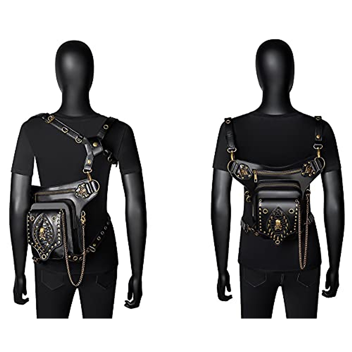Steampunk Waist Thigh Bag Gothic Victorian Cosplay Backpack Retro Handheld Crossbody Shoulder Bag Vintage Handbags Black